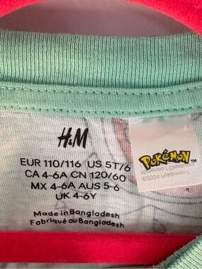 H&M | Shirts & Tops | Hm Pokemon Pikachu Charmander Squirtle Bulbasaur ...